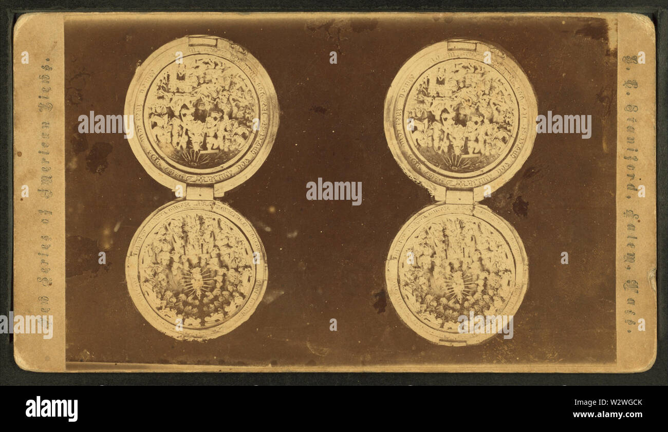Intricate two-part carving in ivory - Heaven and Hell, hinged together ...