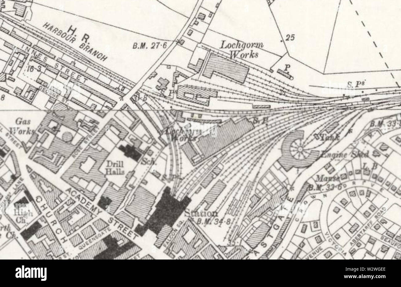 Inverness railway station map 1902 Stock Photo - Alamy