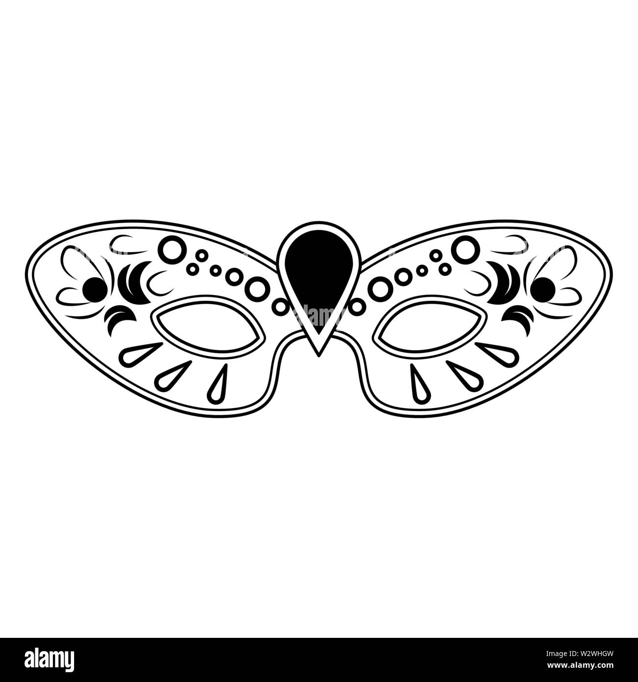 festive carnival party mask cartoon in black and white Stock Vector ...