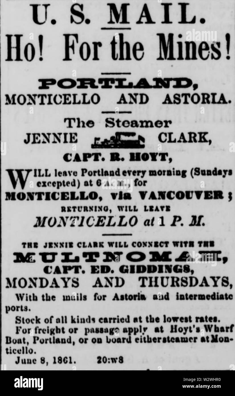 Jennie Clark ad 1861 Stock Photo - Alamy