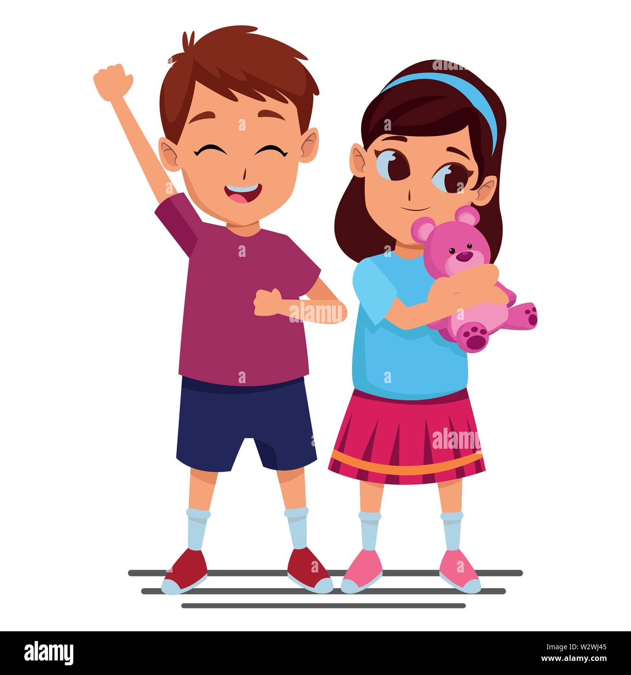 Kids friends playing and smiling cartoons Stock Vector Image & Art - Alamy
