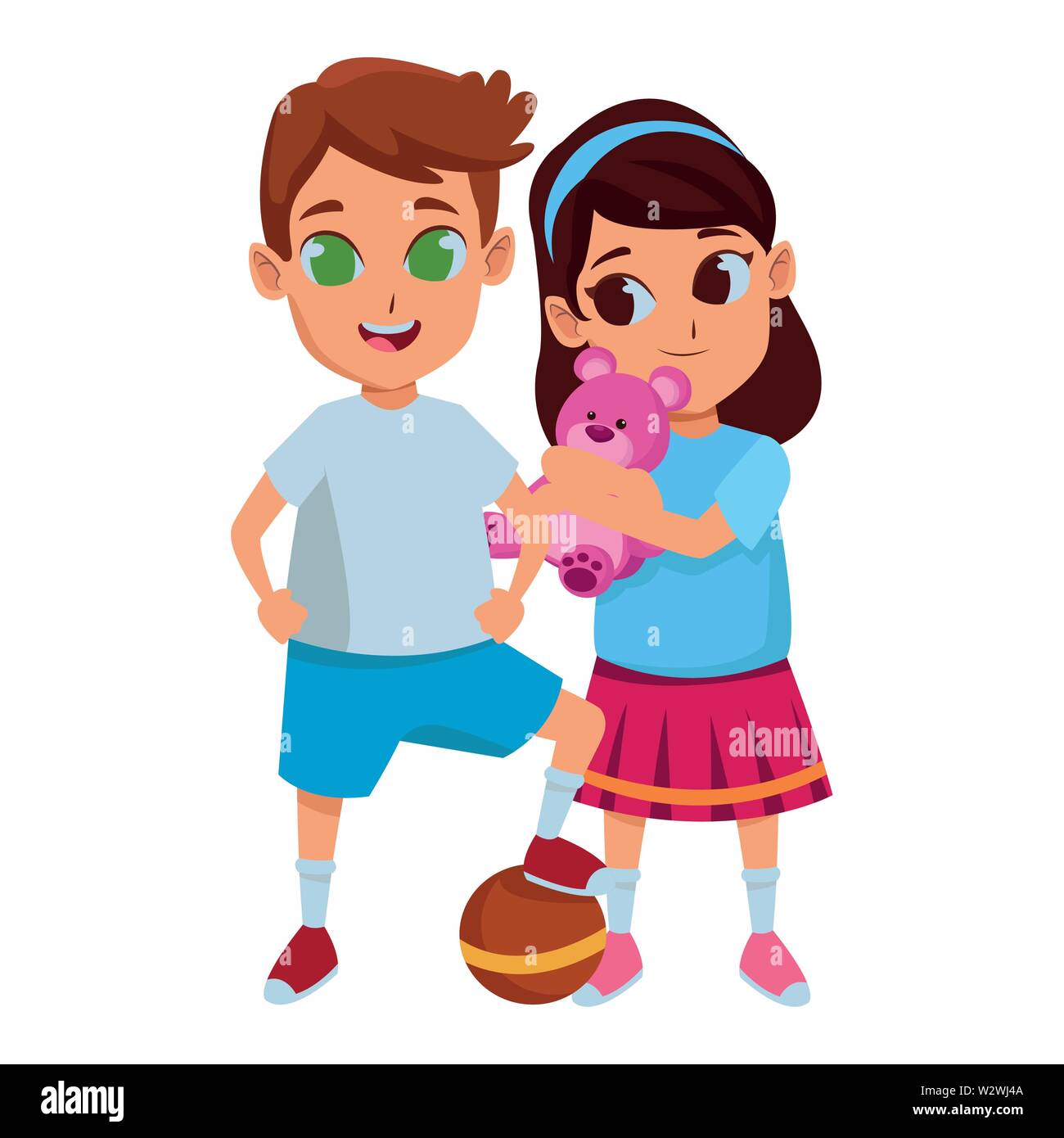 Kids friends playing and smiling cartoons Stock Vector Image & Art - Alamy