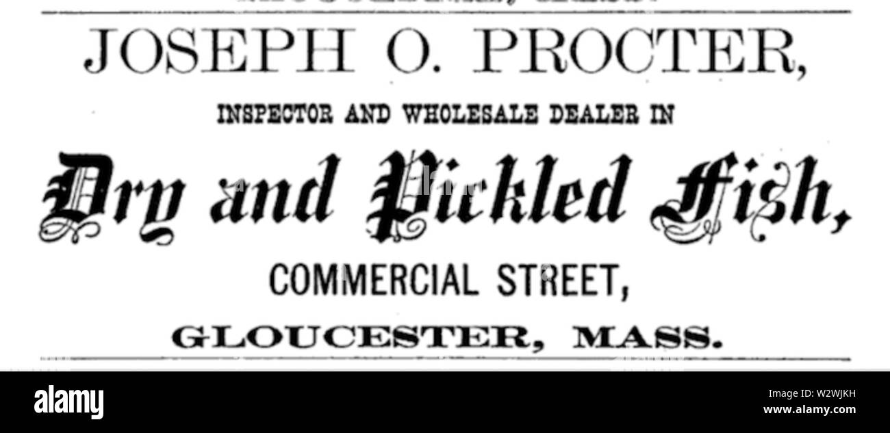 Joseph O Procter advert Gloucester Massachusetts circa1870s Stock Photo ...