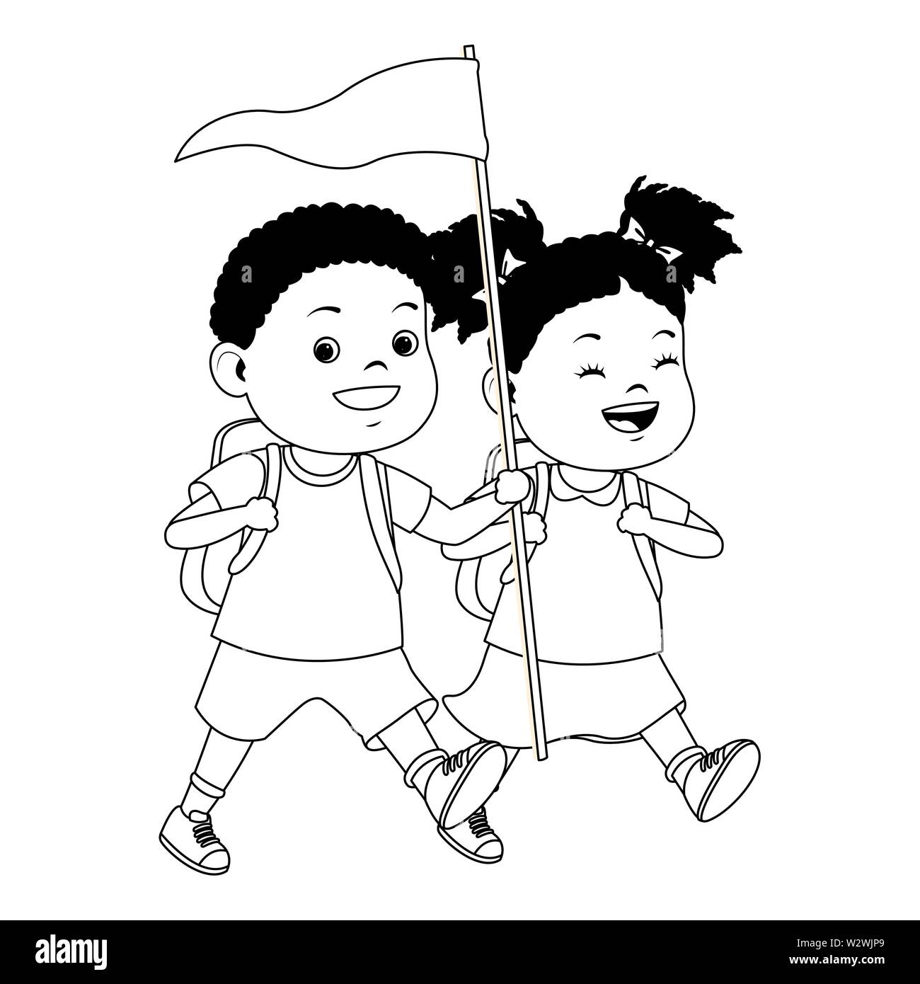Kids Camping Clip Art Black And White