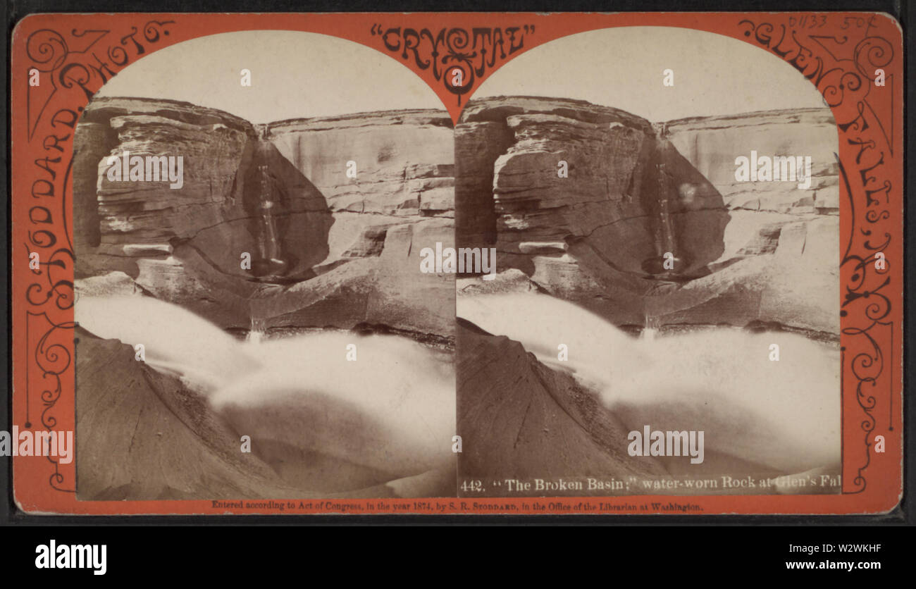 The broken basin - water-worn rock at Glen's Falls, by Stoddard, Seneca ...