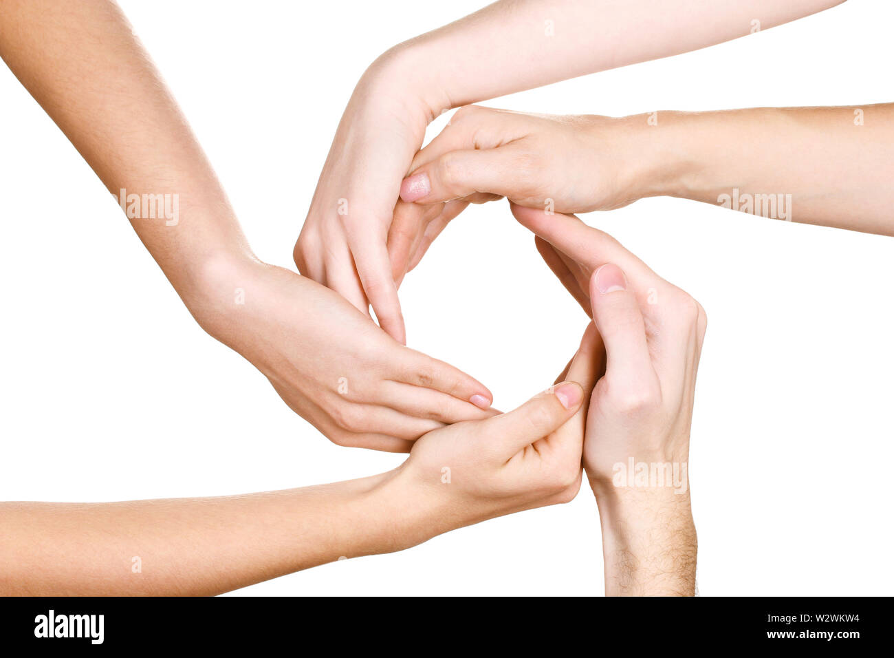 group of young people's hands isolated on white Stock Photo - Alamy