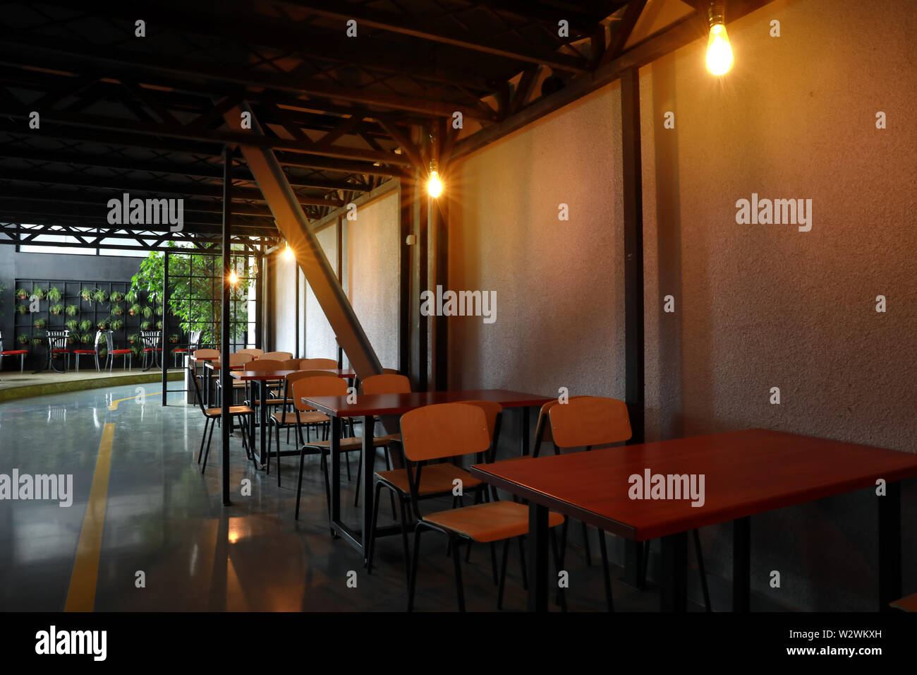 Interior of modern cafe in big business center Stock Photo - Alamy