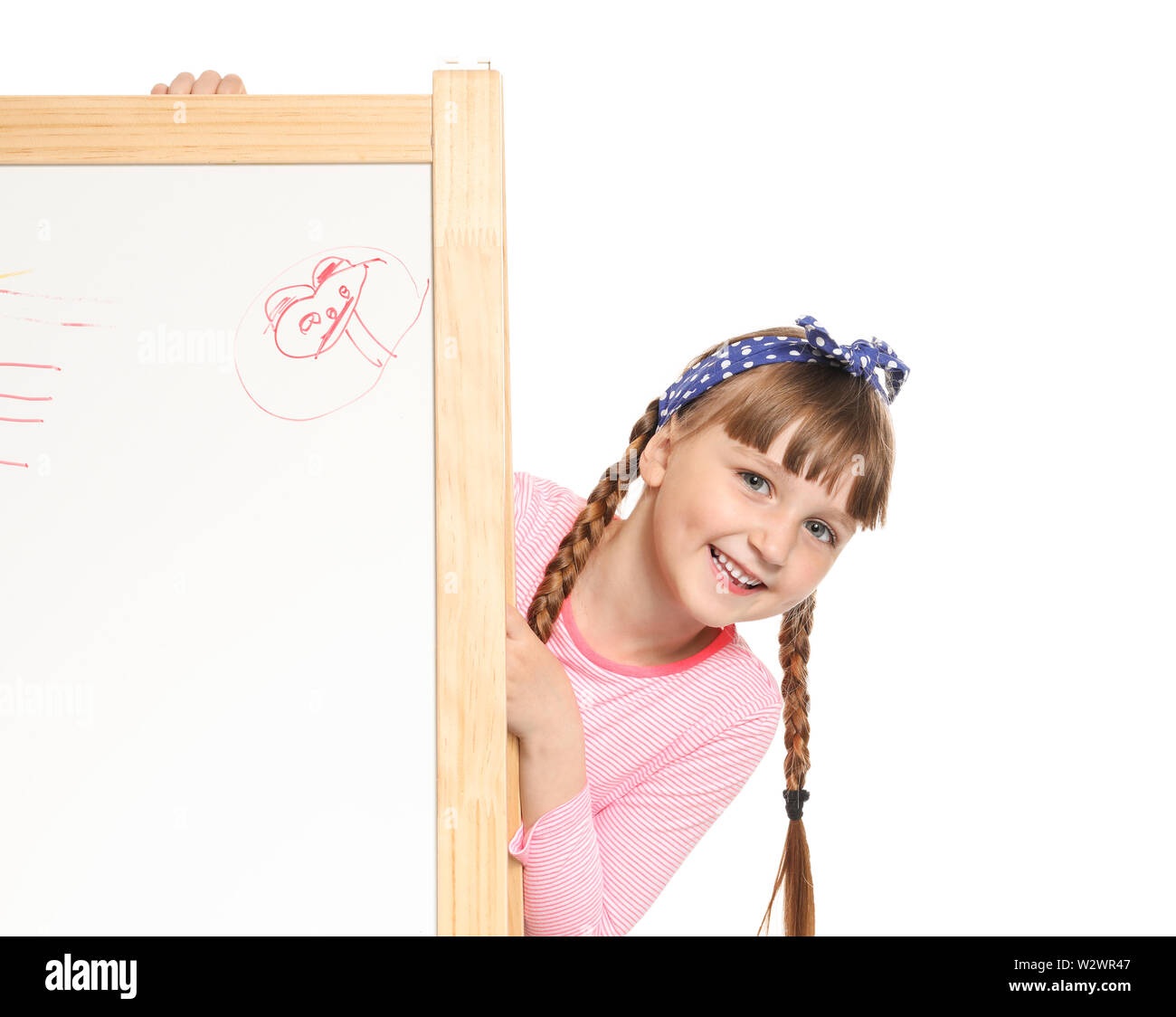 Cute little artist on white background Stock Photo - Alamy
