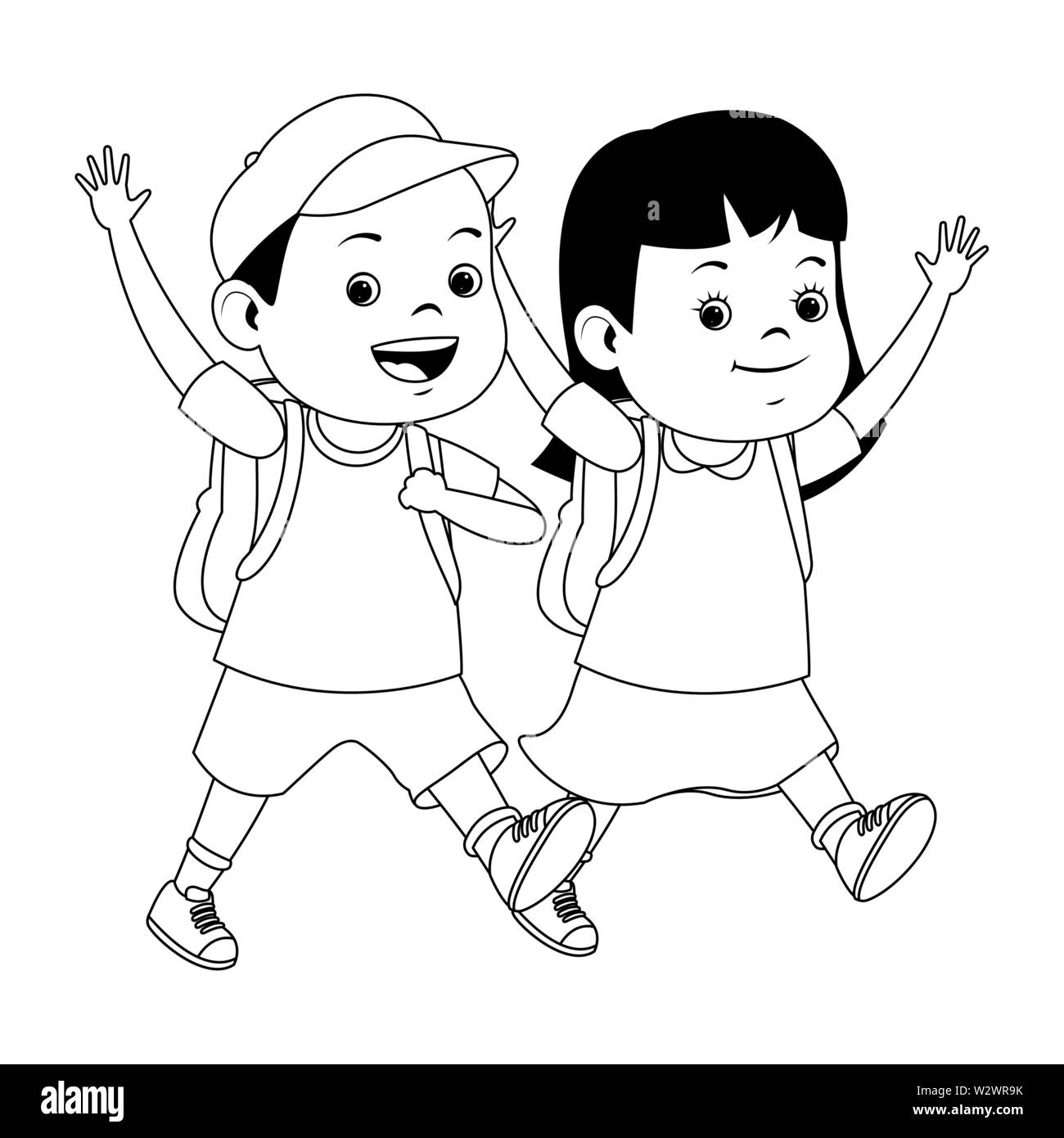 School Children Clip Art Black And White