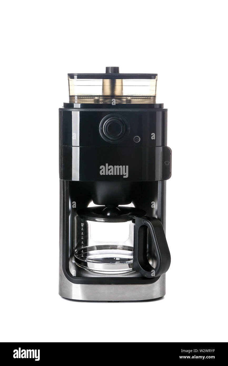 Modern coffee machine on white background Stock Photo - Alamy