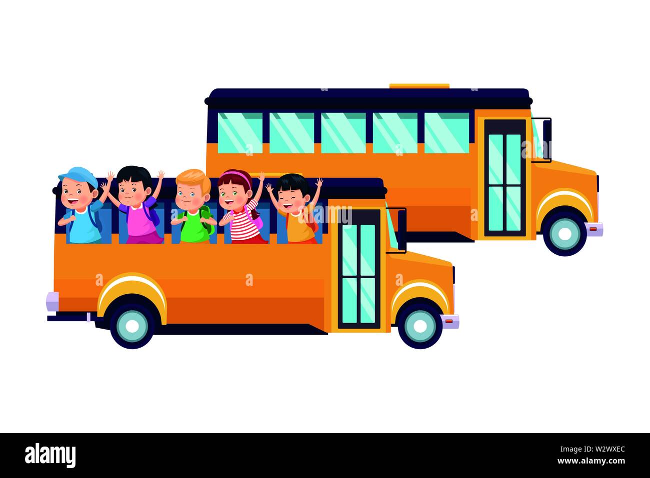 School bus with kids cartoons Stock Vector Image & Art - Alamy