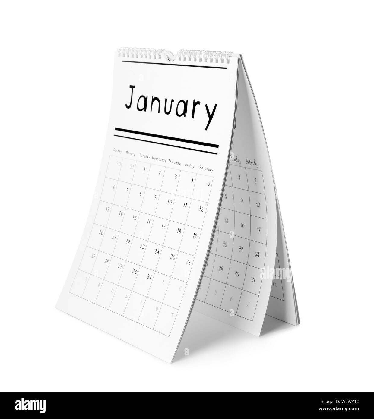 Flip calendar on white background Stock Photo - Alamy