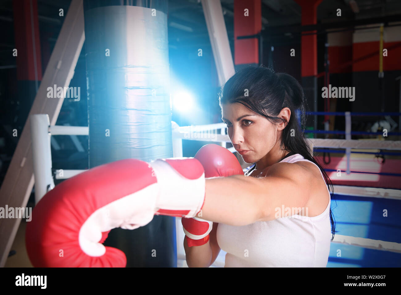 Female boxer training in gym hi-res stock photography and images - Alamy
