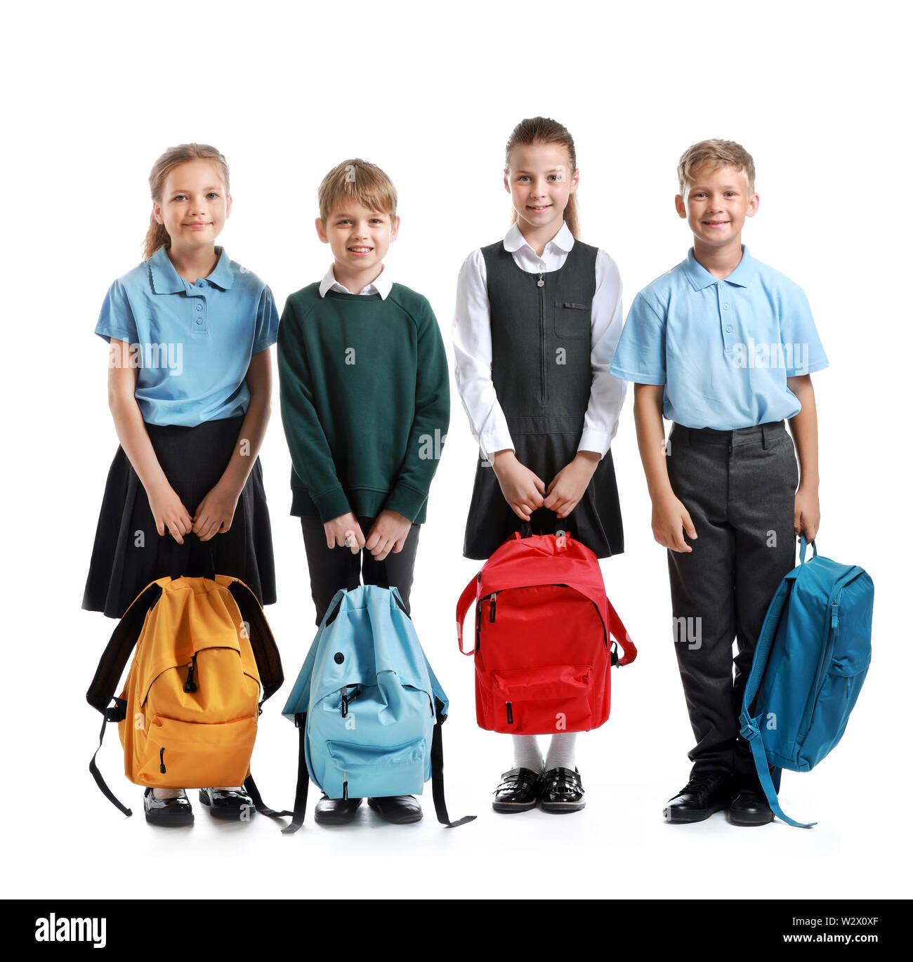 Cute little pupils on white background Stock Photo - Alamy