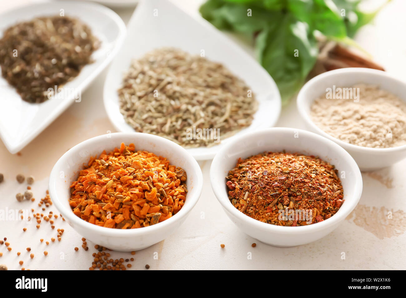 Many different spices on table Stock Photo - Alamy