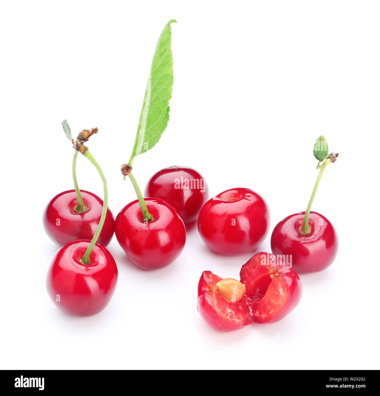 Tasty ripe cherry on white background Stock Photo - Alamy