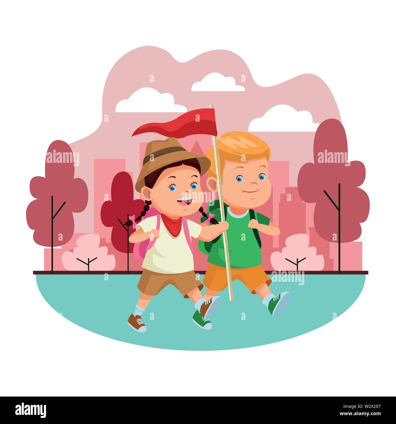 Kids and summer camp cartoons Stock Vector Image & Art - Alamy