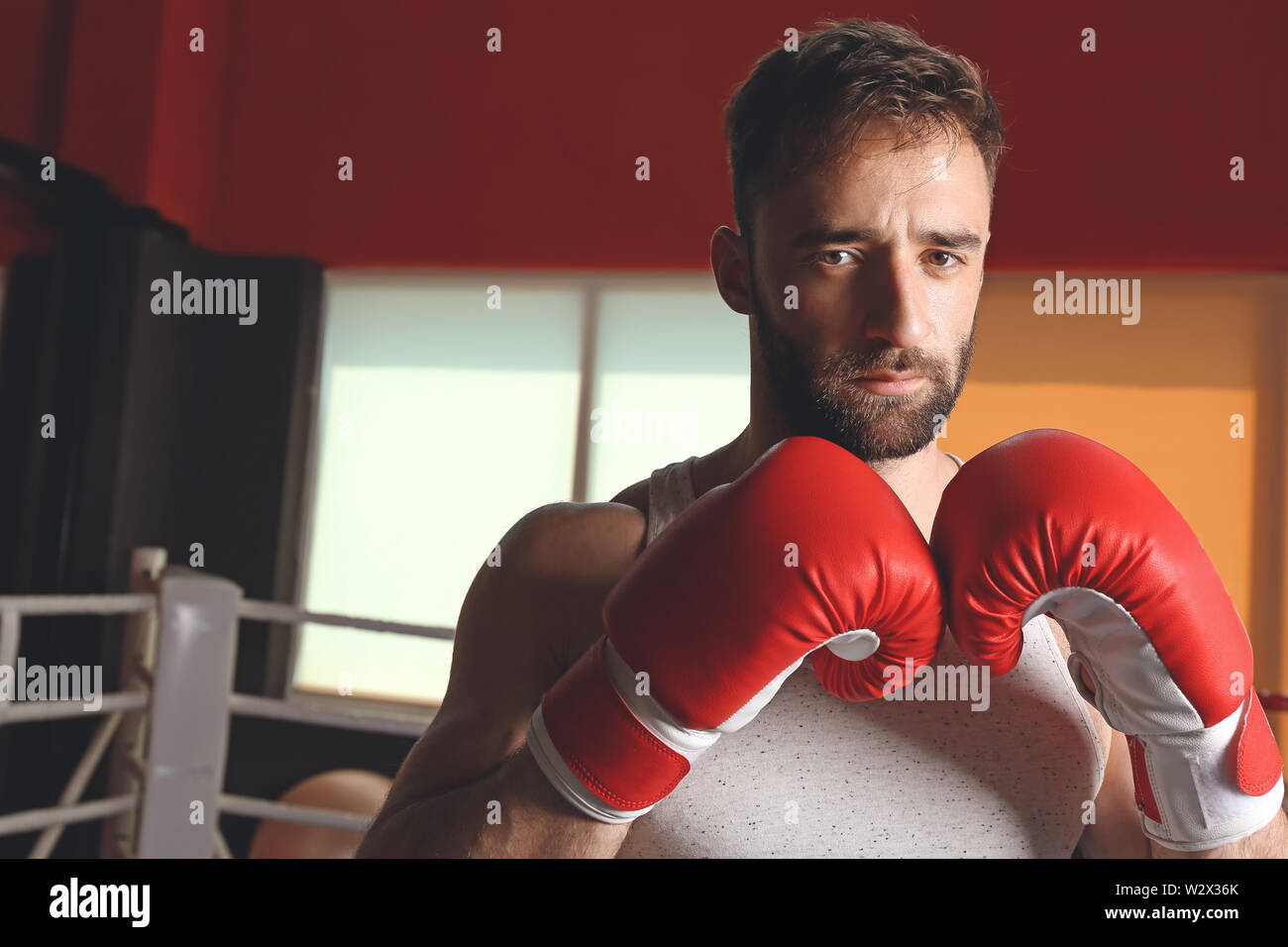 Sporty man in boxing ring Stock Photo - Alamy
