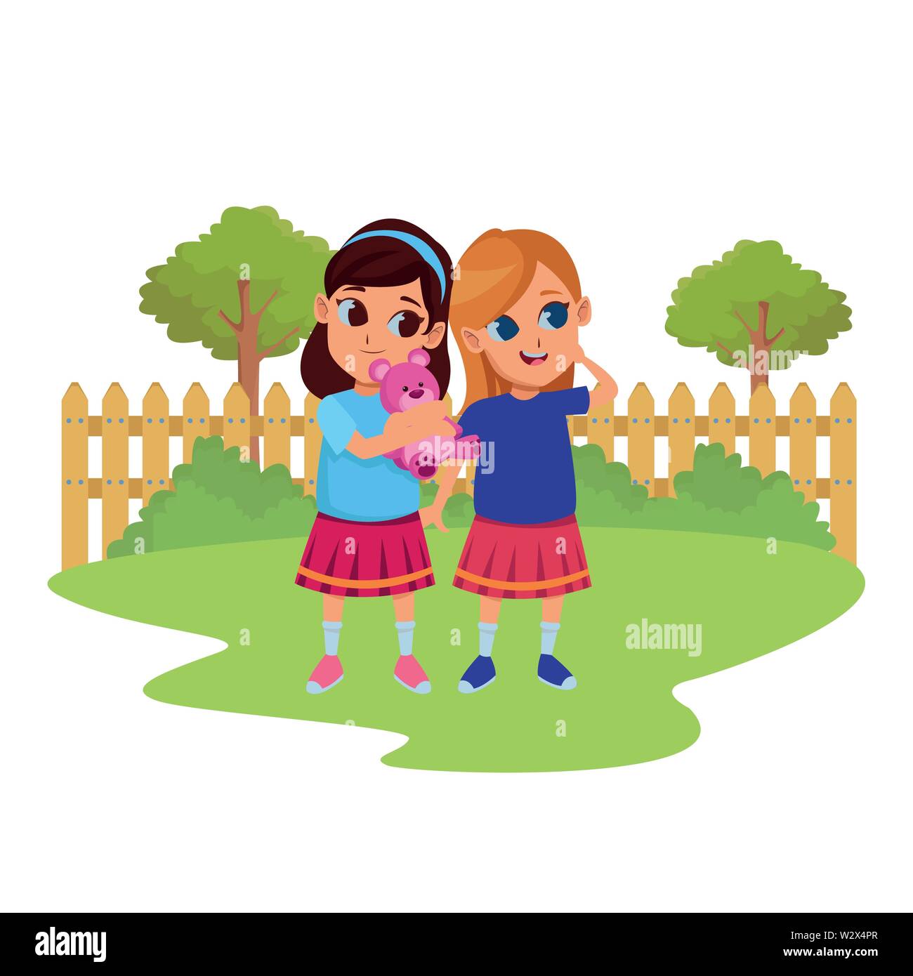 Kids friends playing and smiling cartoons Stock Vector Image & Art - Alamy