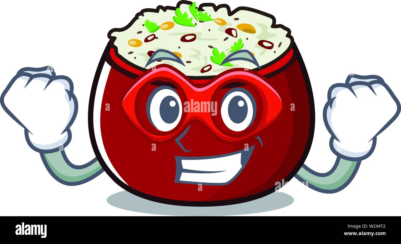 Super hero curd rice above wooden cartoon table Stock Vector Image ...