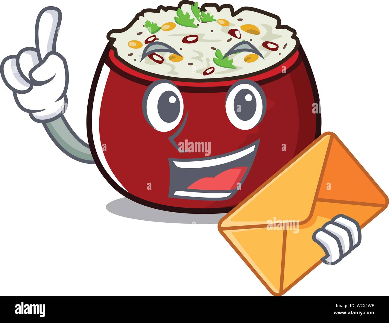 With envelope curd rice above wooden cartoon table Stock Vector Image ...