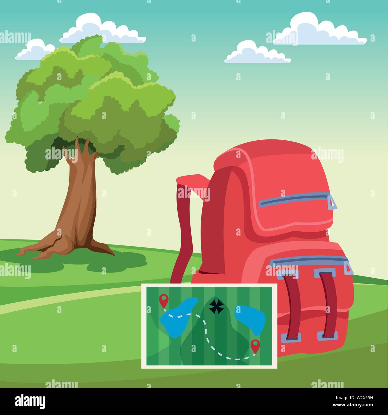 Travel backpack with adventure map Stock Vector Image & Art - Alamy