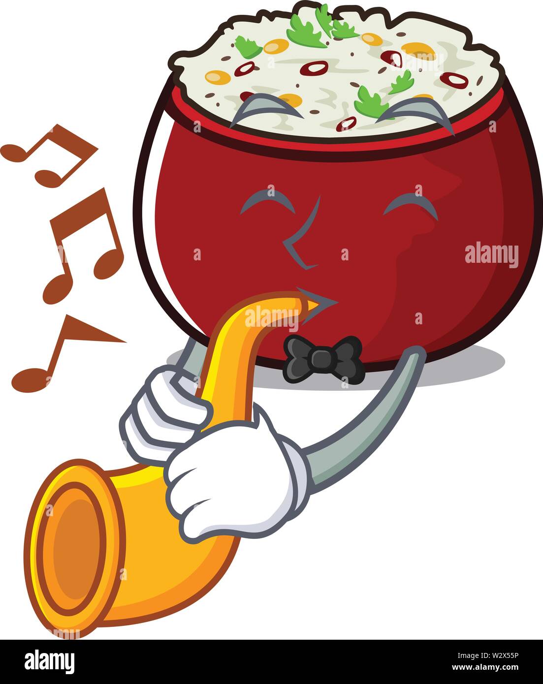 With trumpet curd rice isolated with the cartoon Stock Vector Image ...