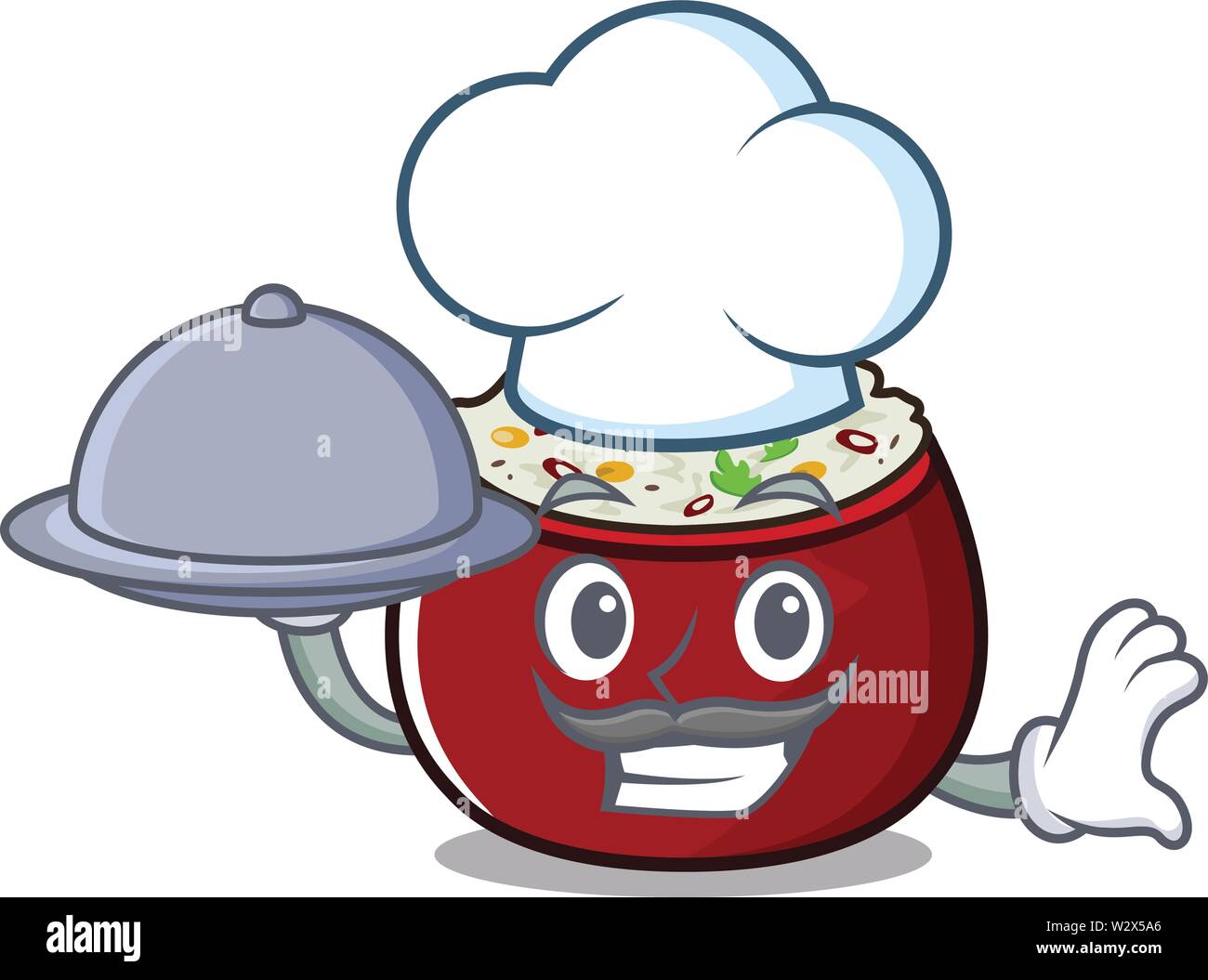 Chef with food curd rice isolated with the cartoon Stock Vector Image ...