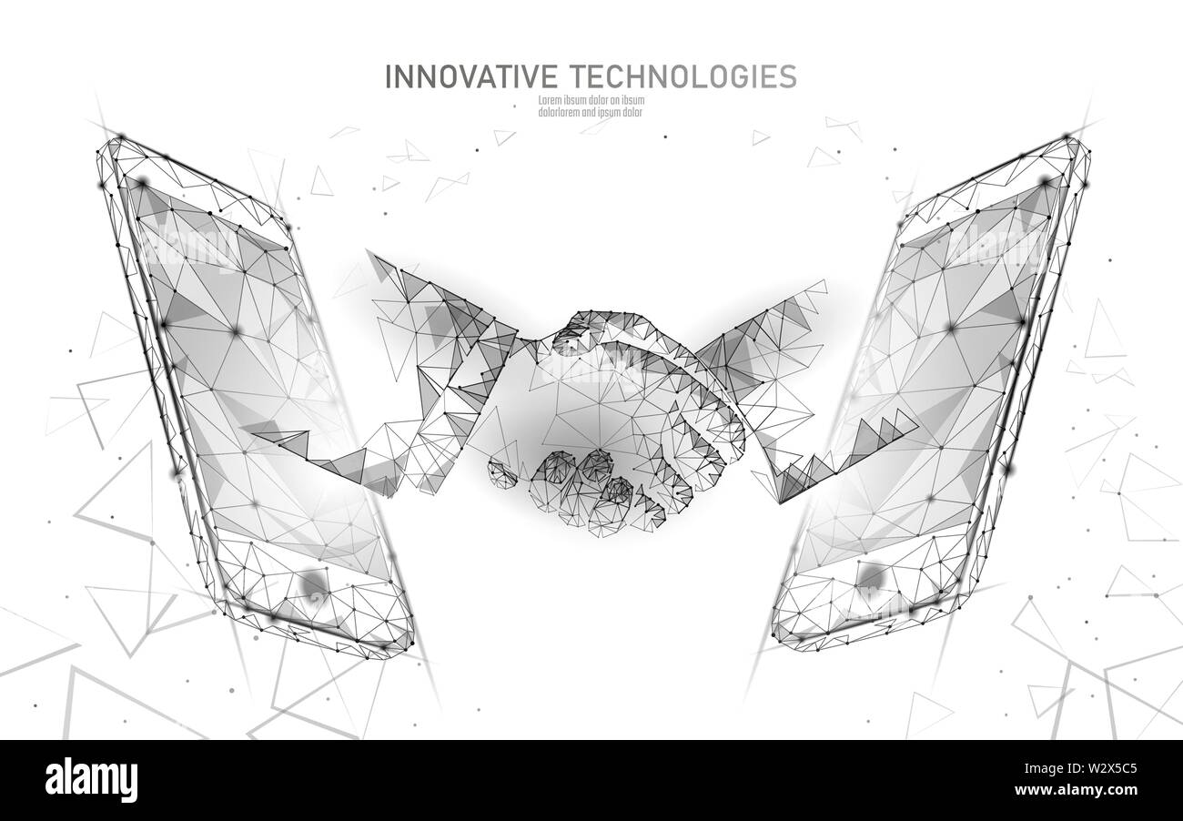 Internet technology 3D businessman handshake. Business agreement ...