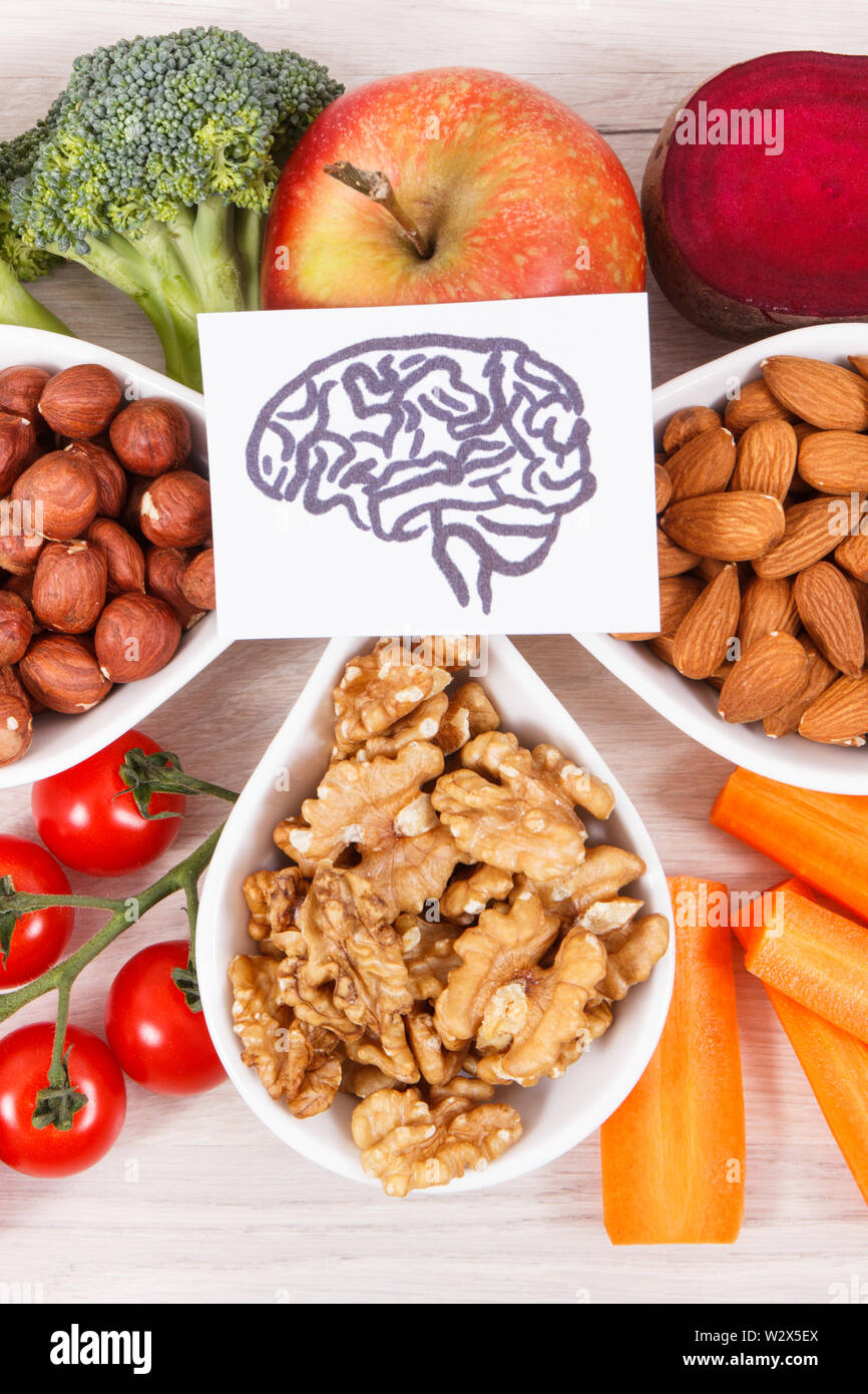 Best natural food for brain health and good memory, concept of healthy ...