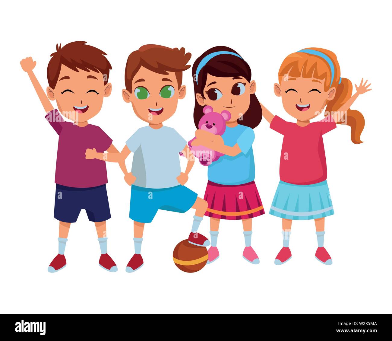 Kids friends playing and smiling cartoons Stock Vector Image & Art - Alamy