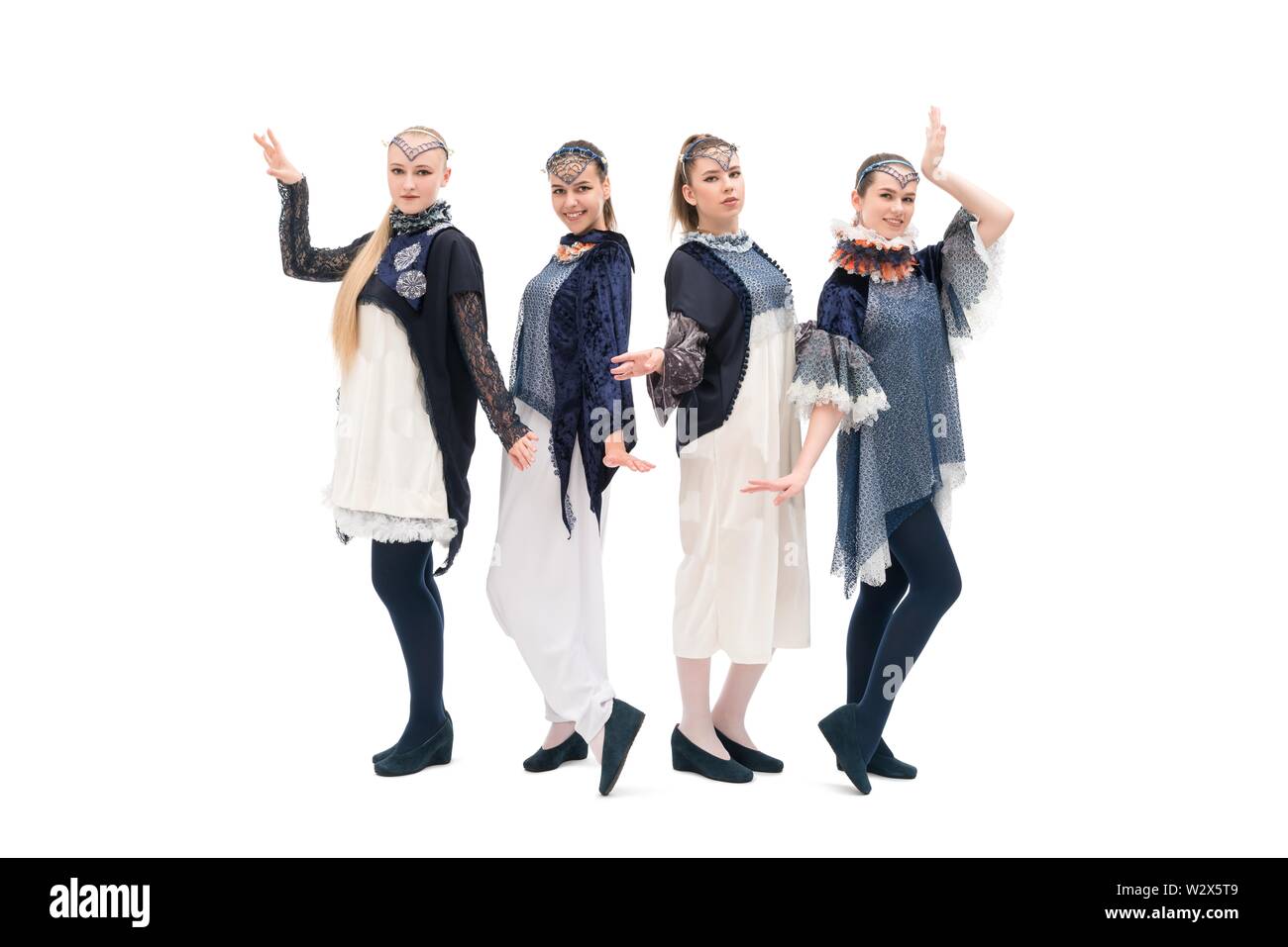 Beautiful girls in design costumes shot Stock Photo - Alamy