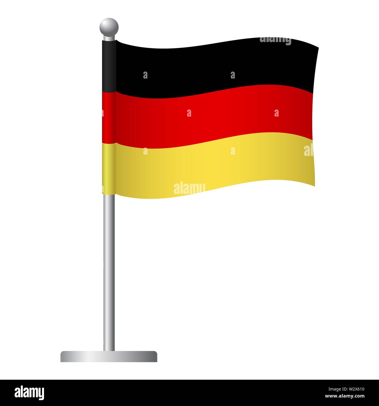 Germany flag on pole. Metal flagpole. National flag of Germany ...