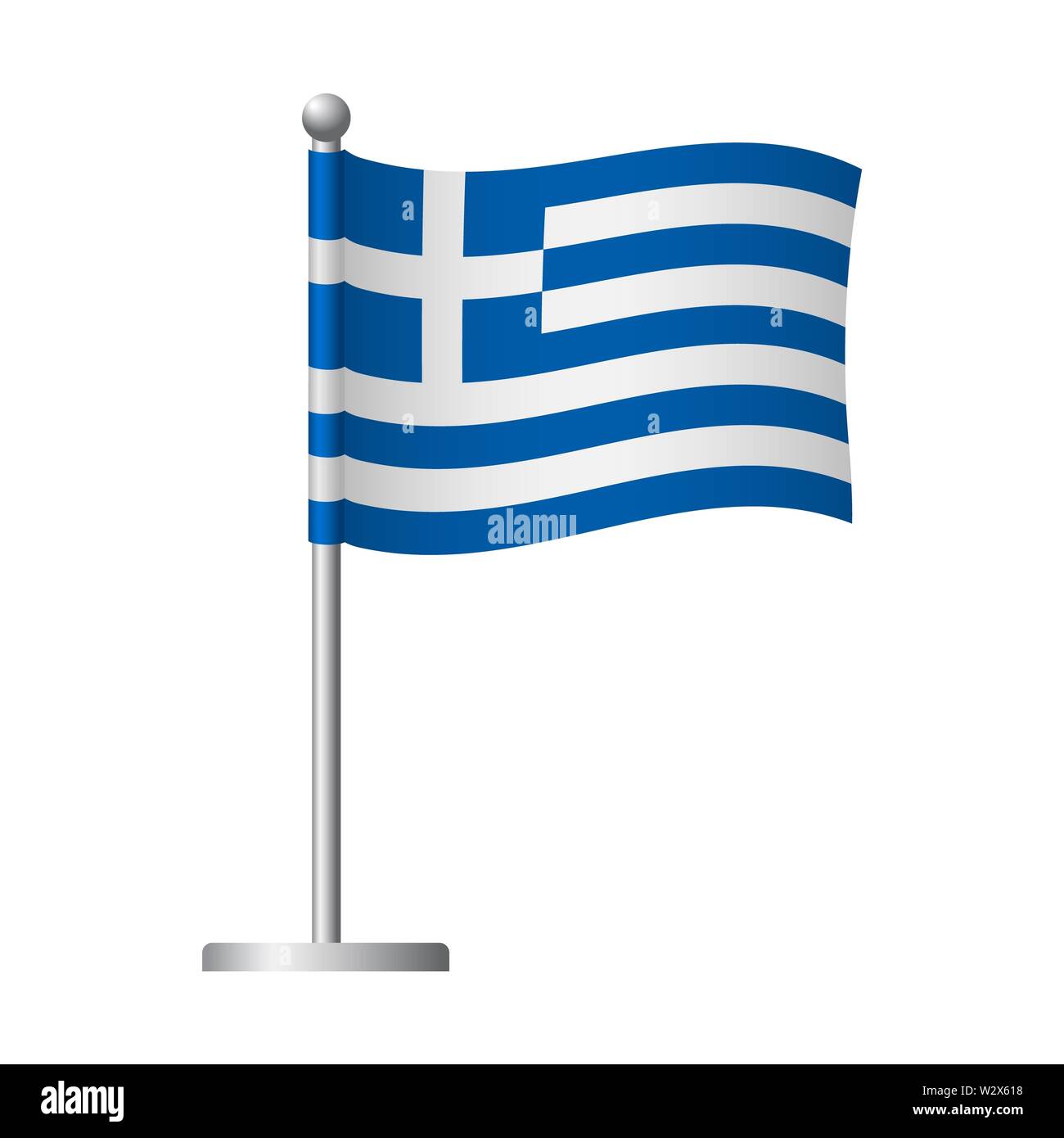 Greek flag waving on pole Cut Out Stock Images & Pictures - Alamy