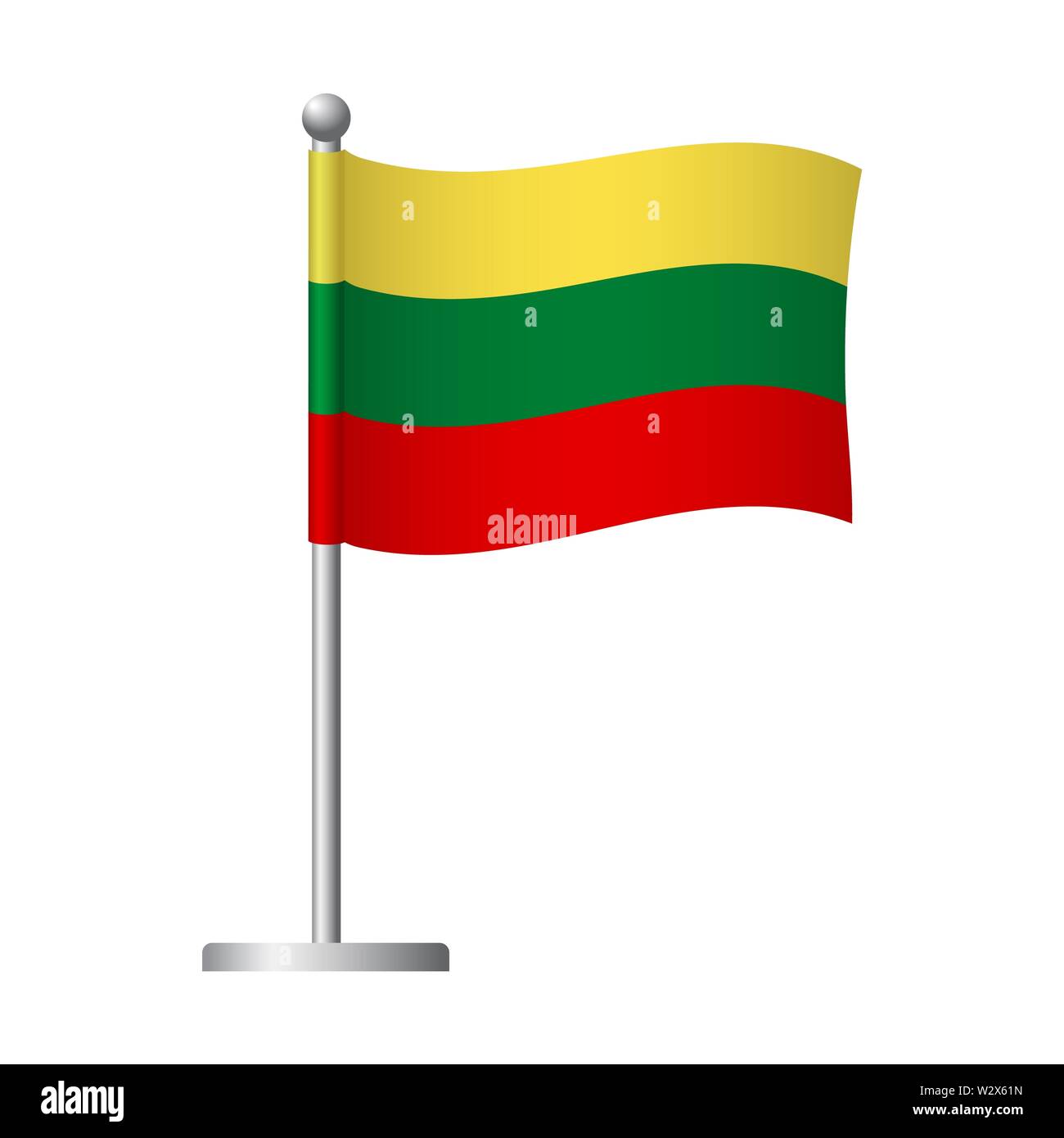 lithuania flag on pole. Metal flagpole. National flag of lithuania ...