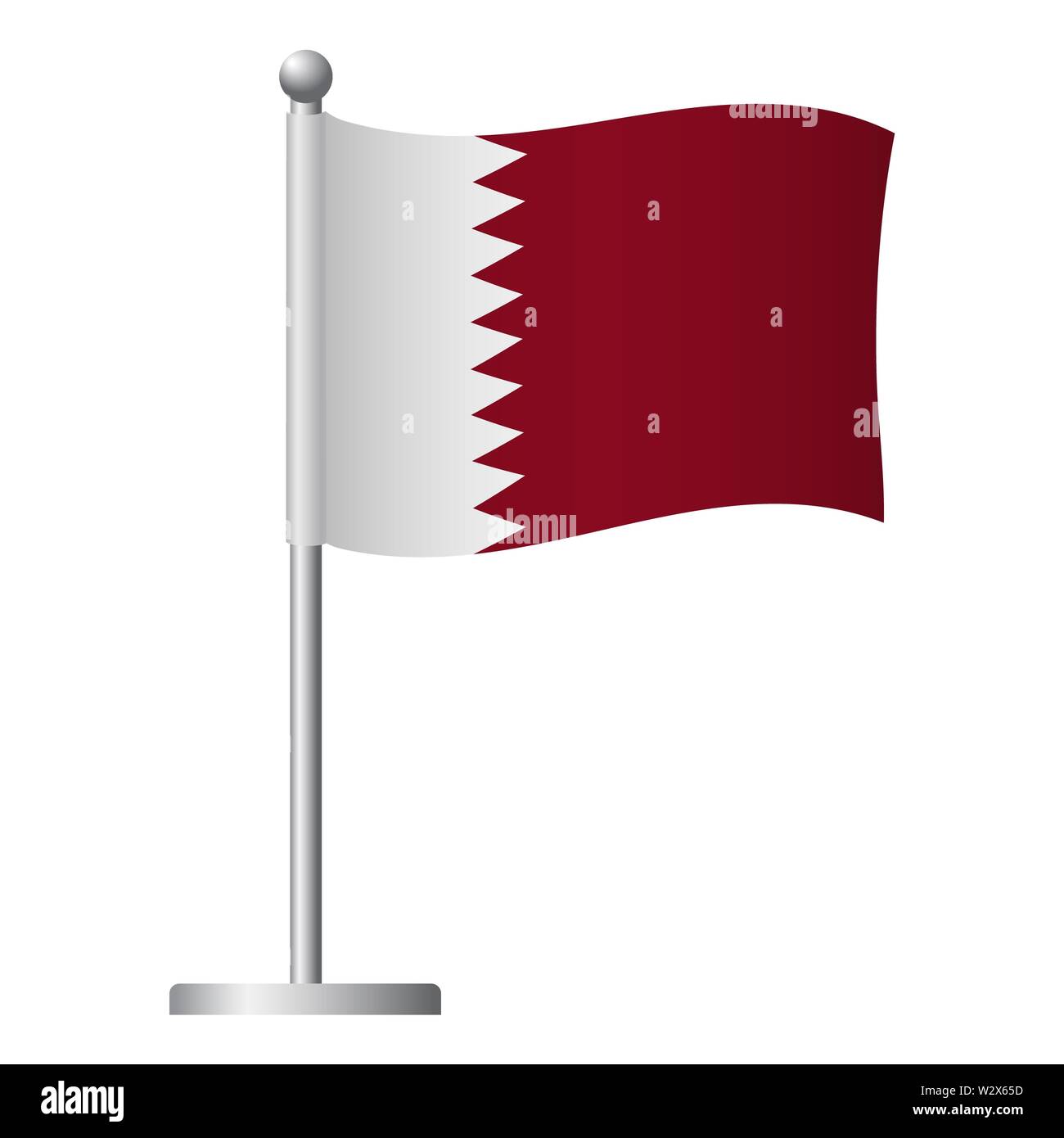 Qatar flag on pole. Metal flagpole. National flag of Qatar illustration ...
