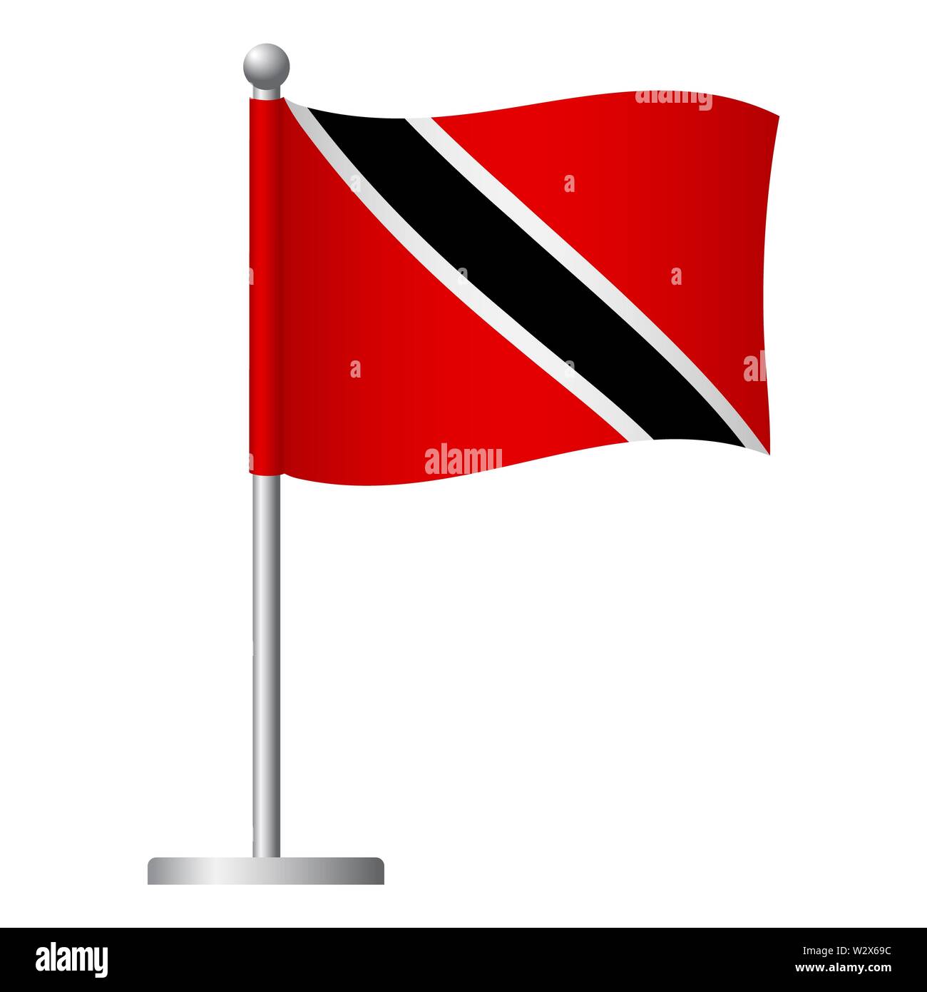 Trinidad and Tobago flag on pole. Metal flagpole. National flag of ...