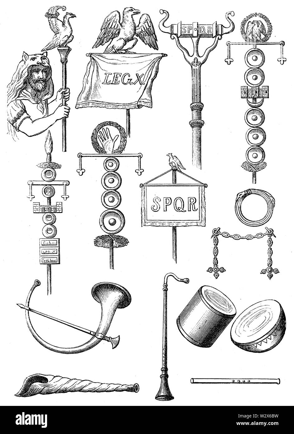 Roman field signs, ensigns, field music, chains and rings ...