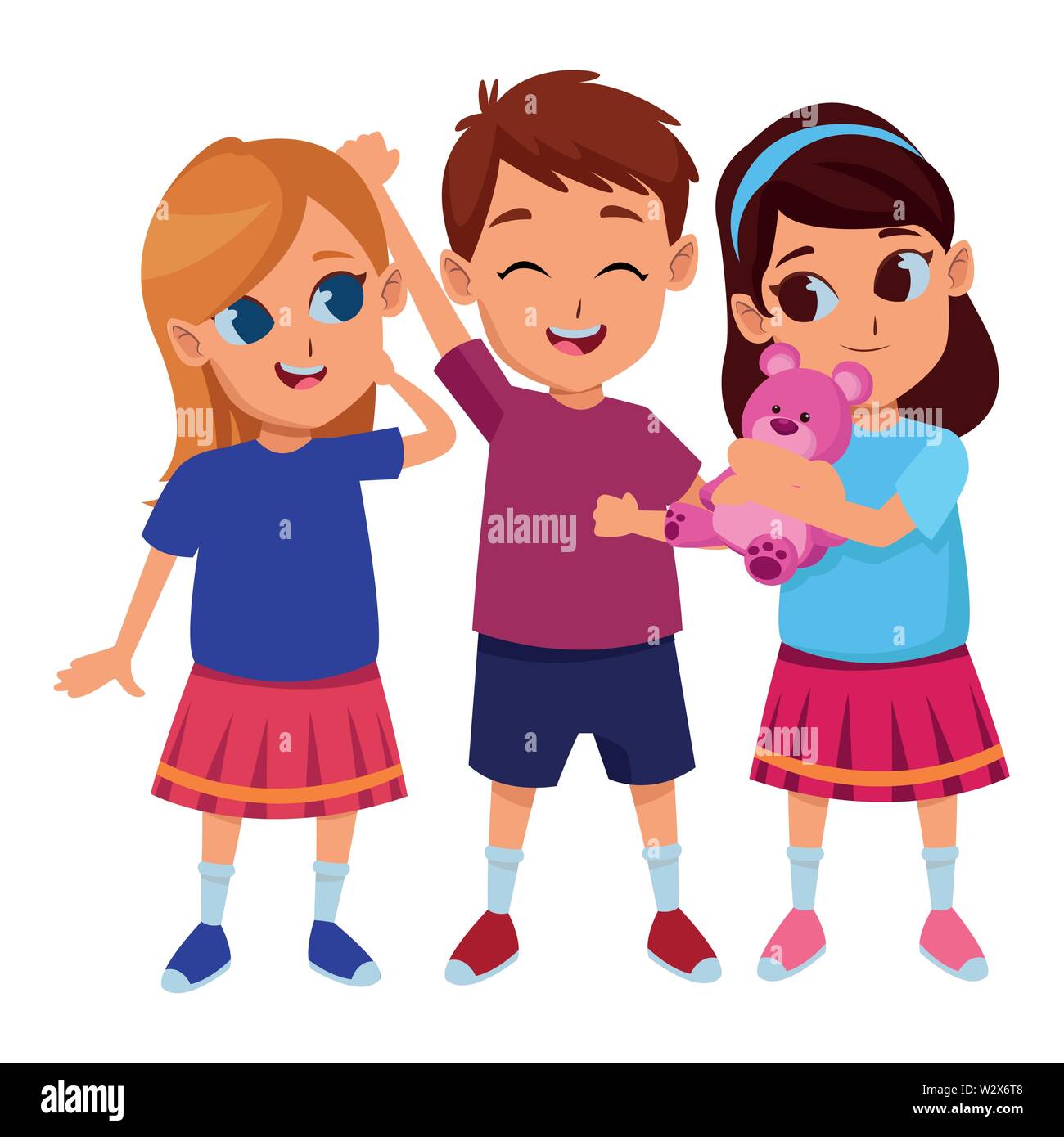 Kids friends playing and smiling cartoons Stock Vector Image & Art - Alamy
