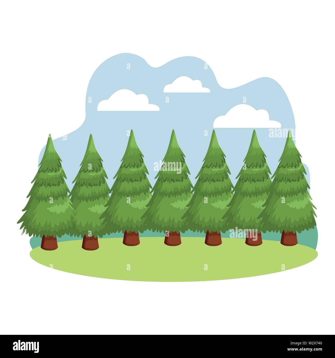 Tree pine nature cartoon Stock Vector Image & Art - Alamy