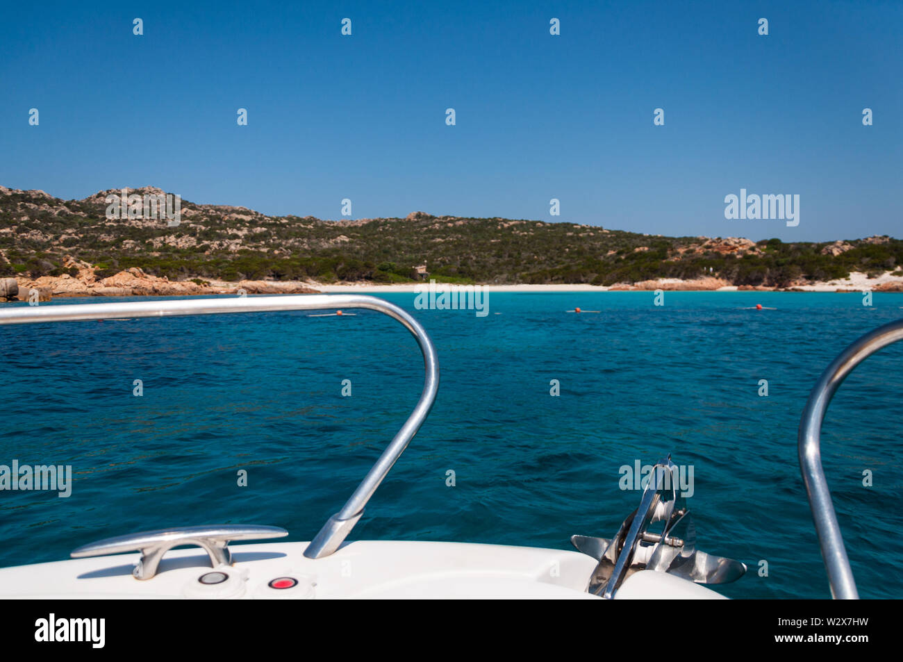 Amazing azure sea water on pink beach maddalena budelli island in ...