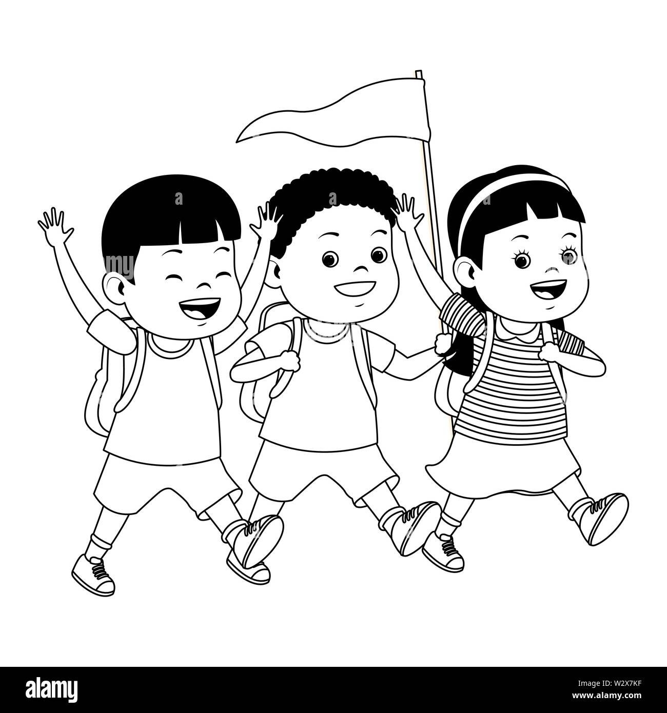 Summer Kids Clipart Black And White