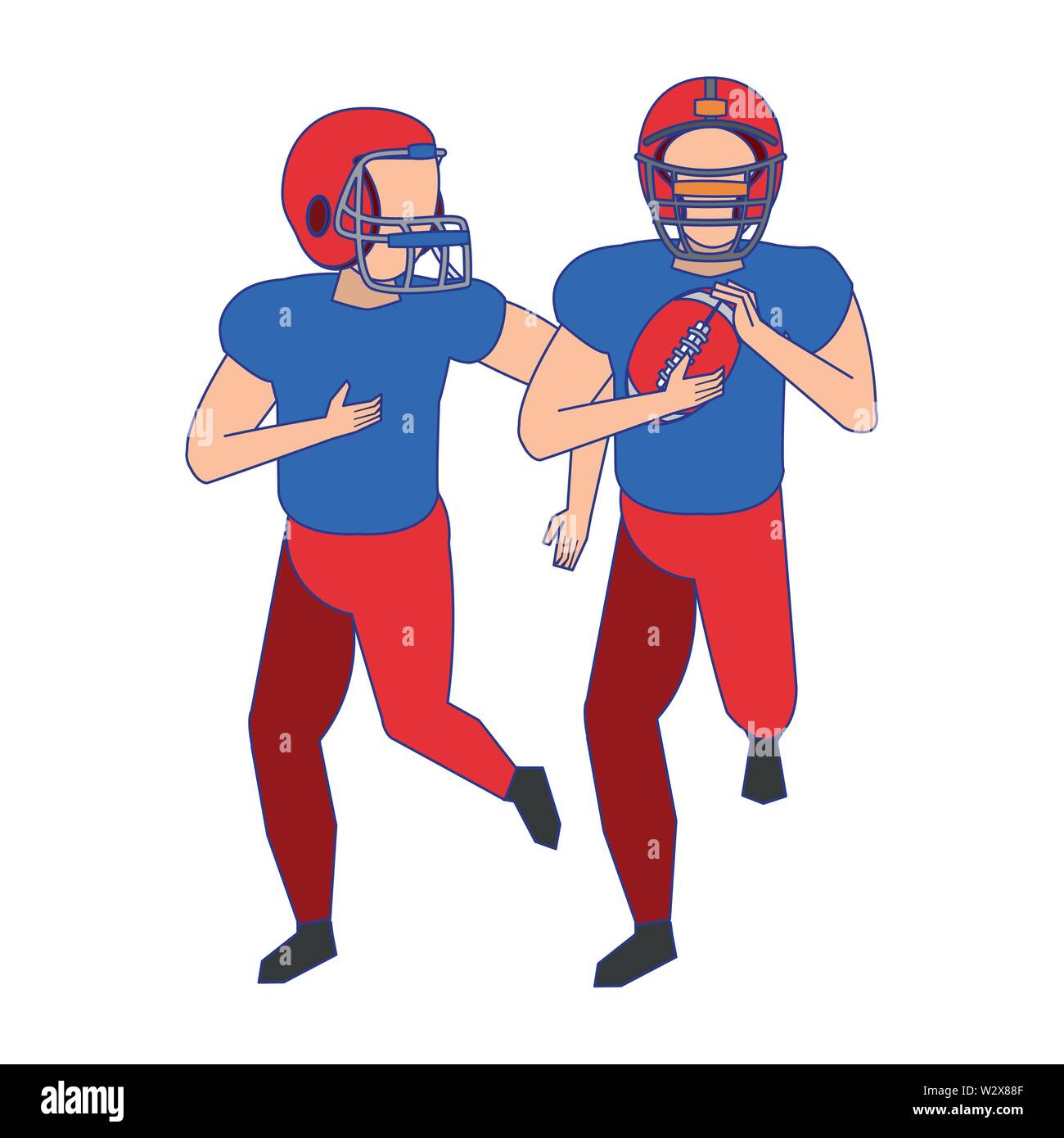 american football sport game cartoon blue lines Stock Vector Image ...