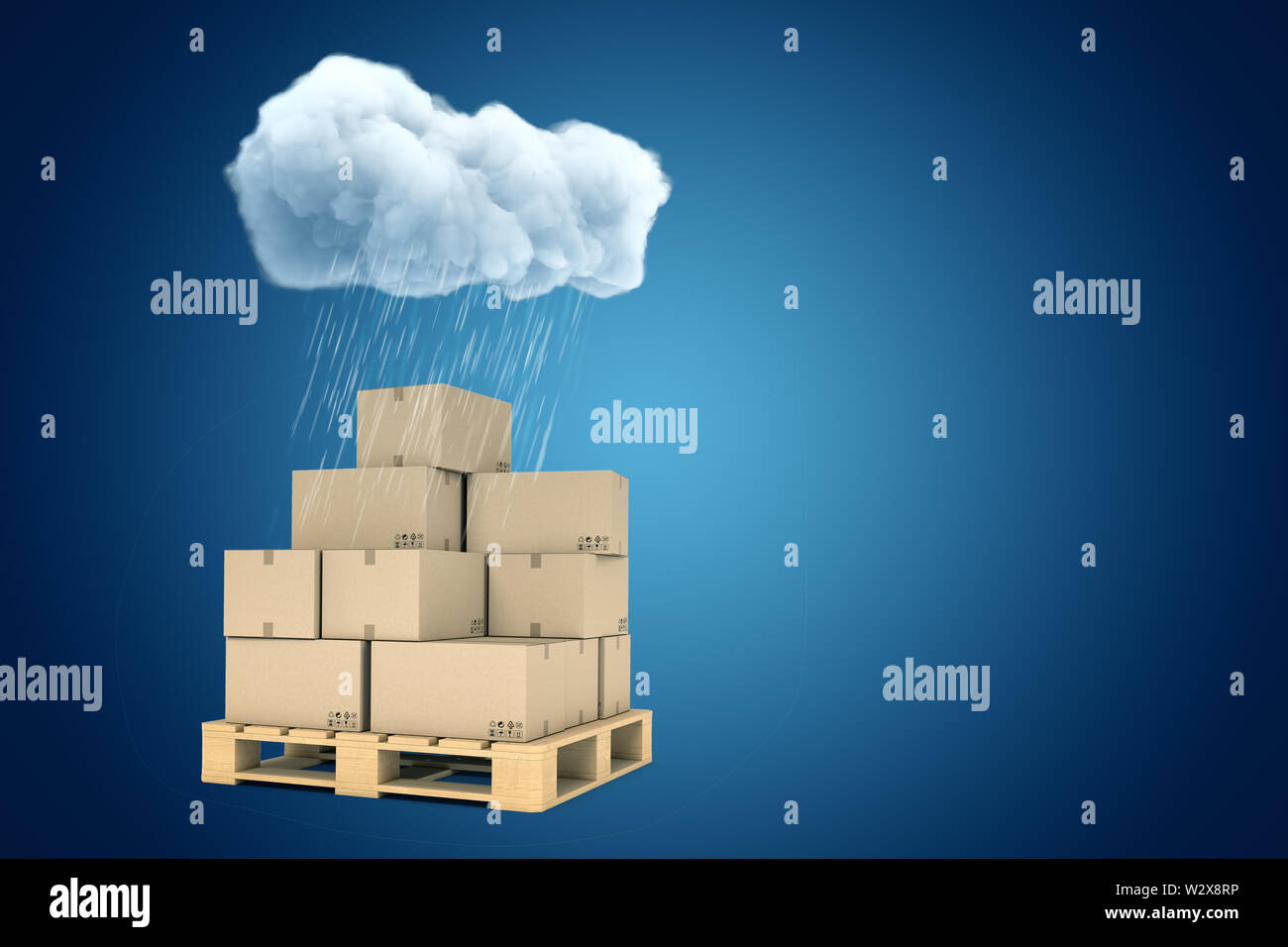 3d rendering of stack of cardboard boxes on wooden pallet standing ...