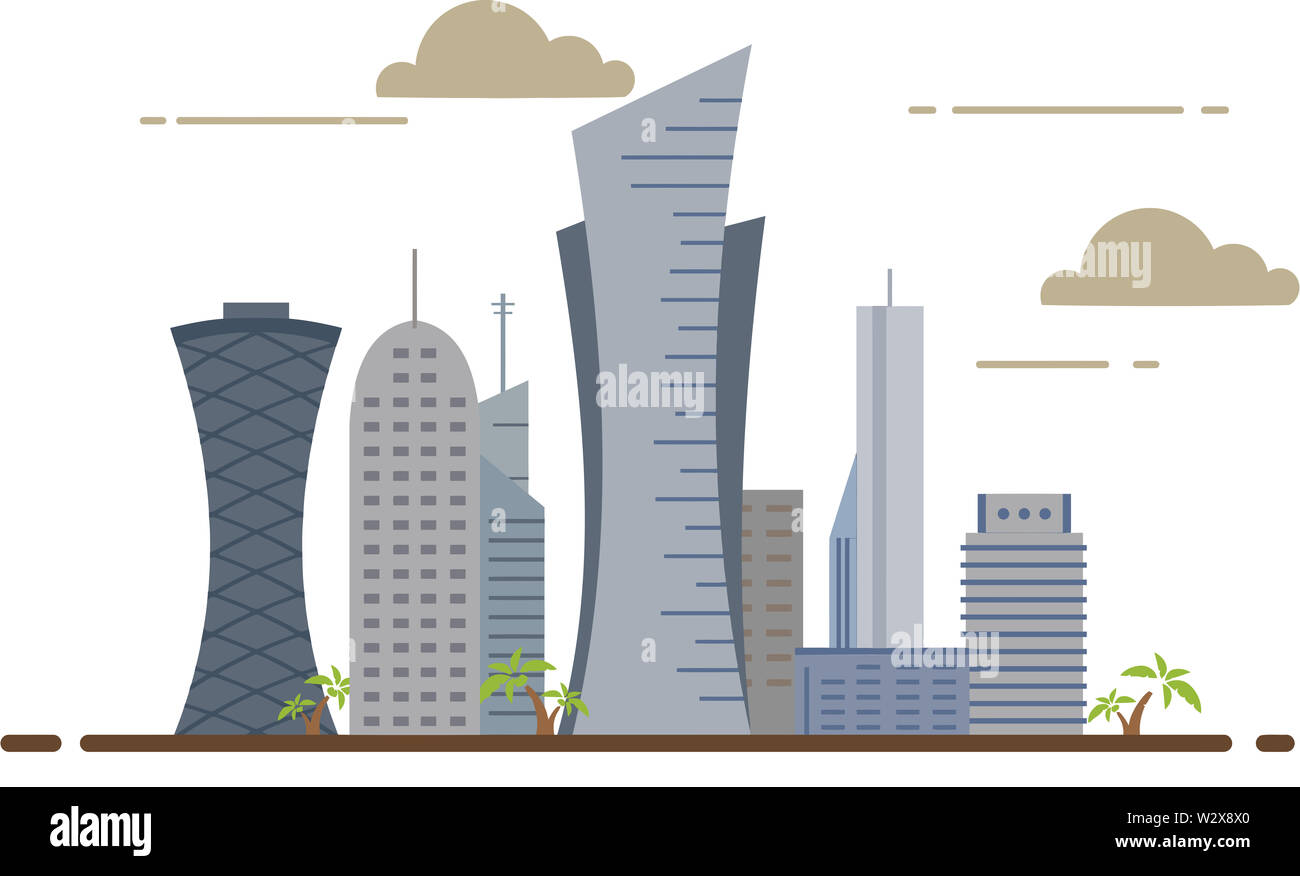 Doha skyline qatar Cut Out Stock Images & Pictures - Alamy