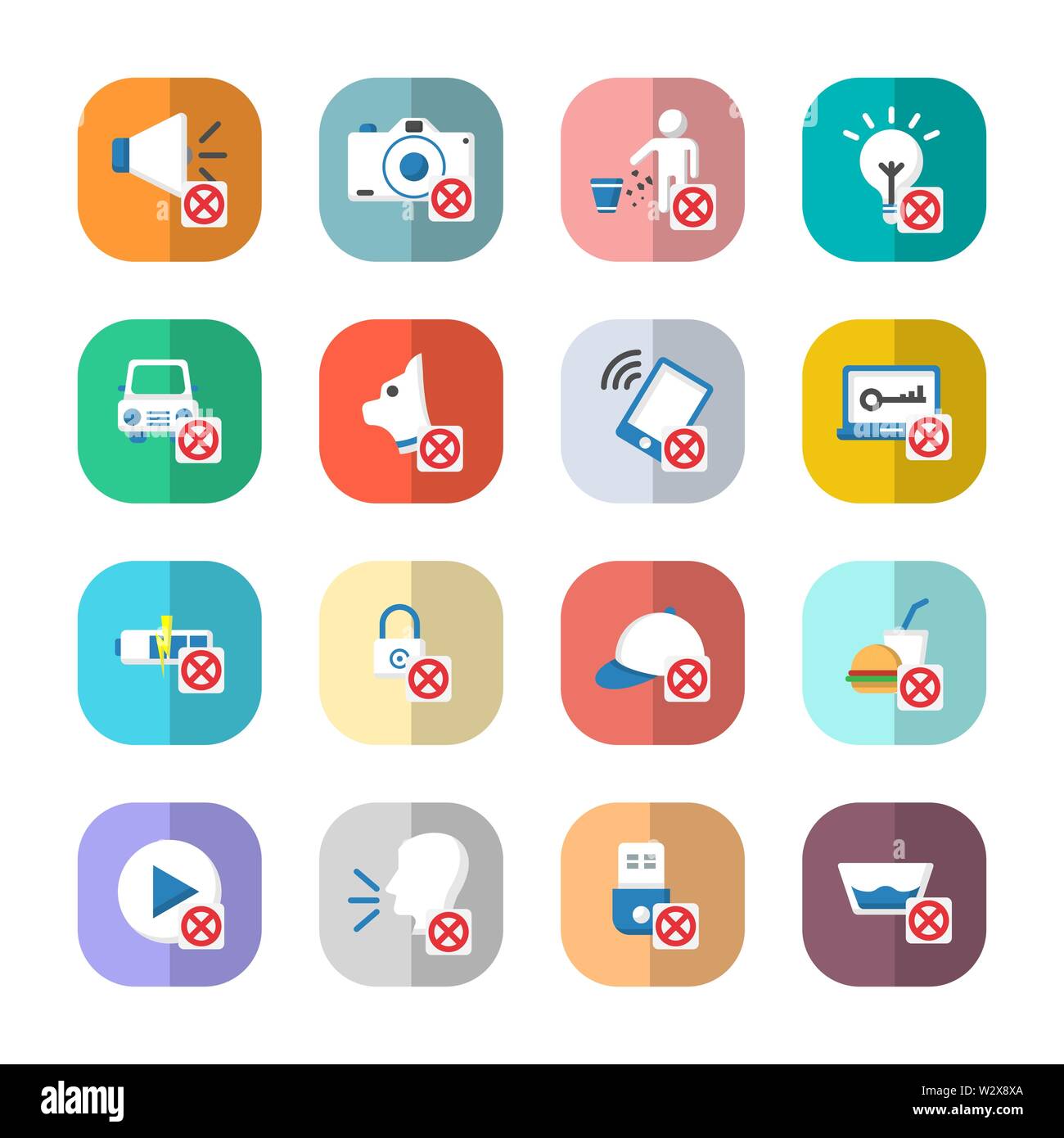 Prohibition flat icon set Stock Vector Image & Art - Alamy