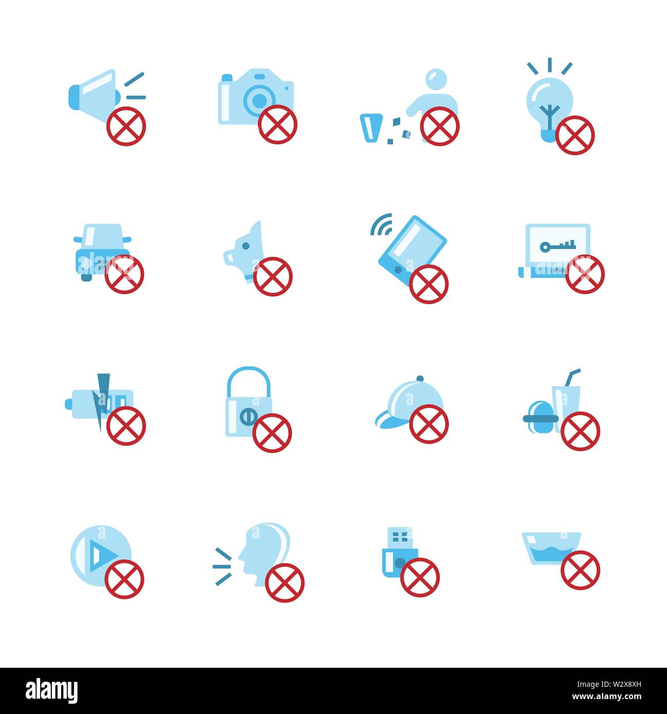 Prohibition flat icon set Stock Vector Image & Art - Alamy