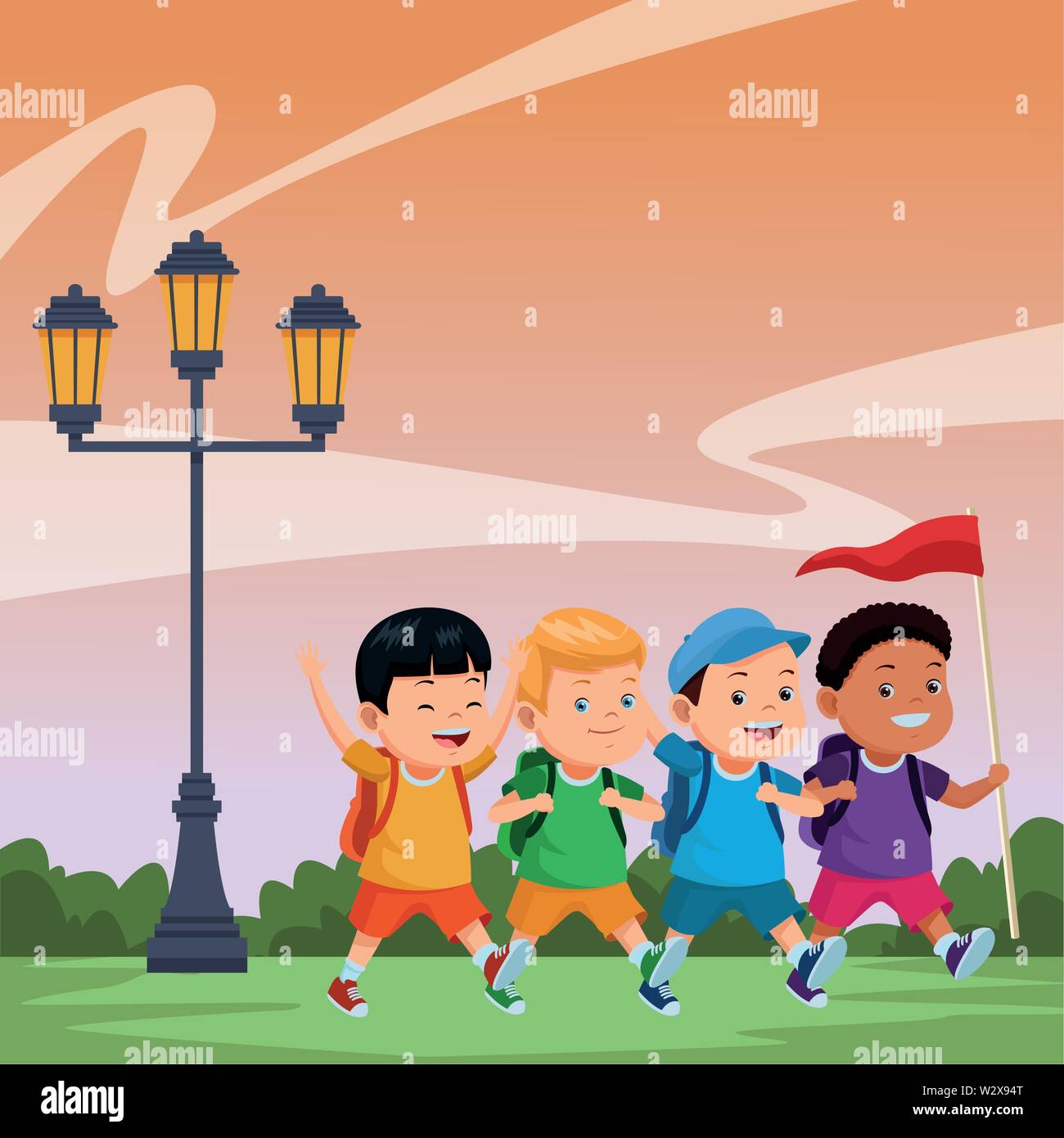 Kids and summer camp cartoons Stock Vector Image & Art - Alamy