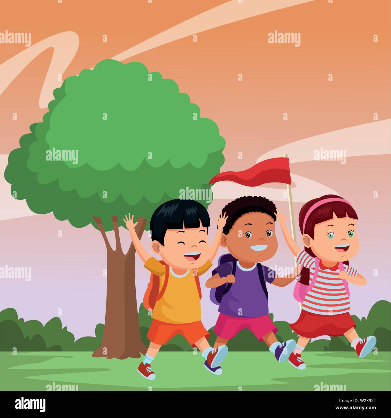 Kids and summer camp cartoons Stock Vector Image & Art - Alamy