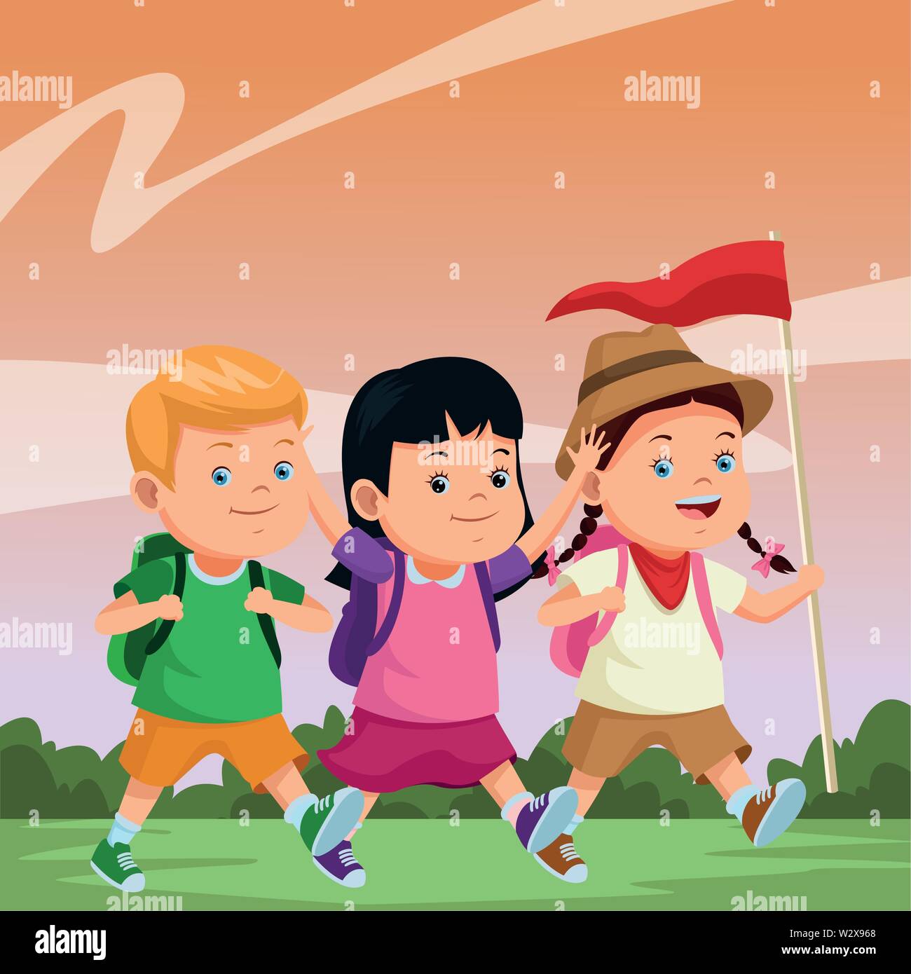 Kids and summer camp cartoons Stock Vector Image & Art - Alamy